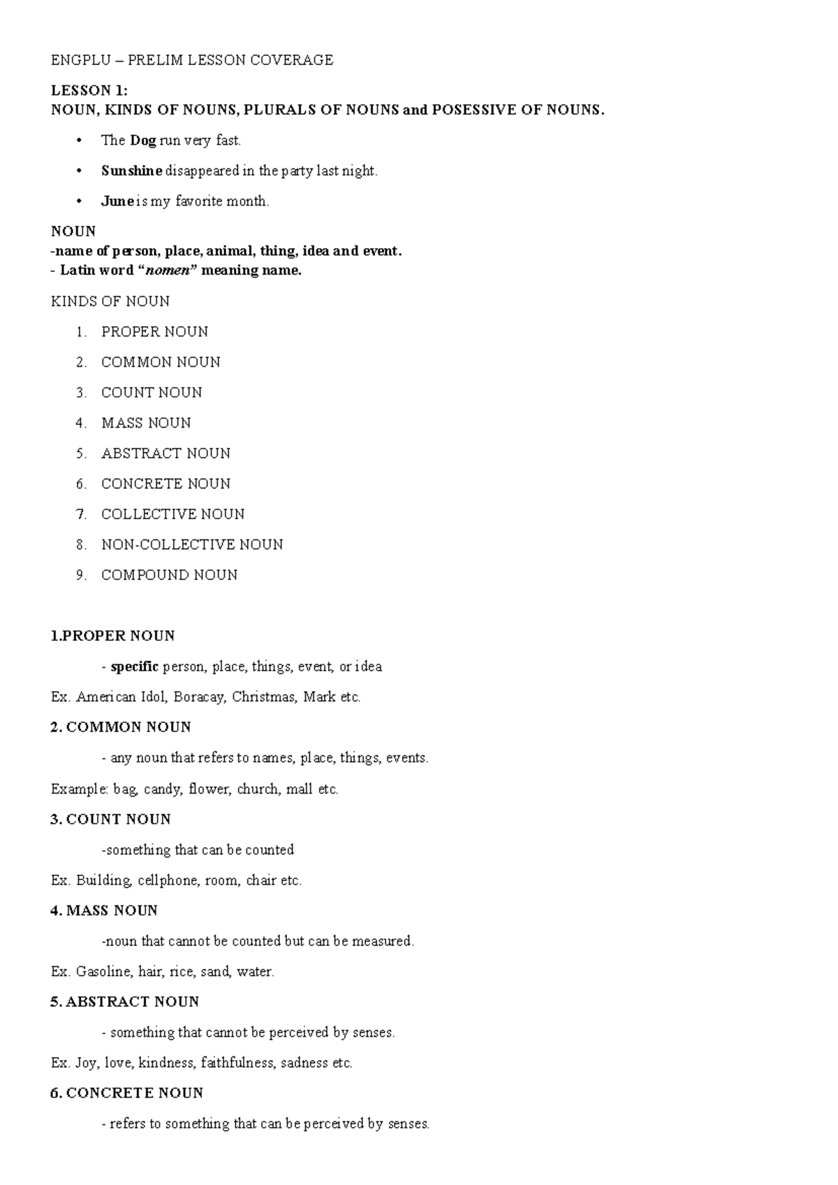 Engplu- Prelim Lesson AND Quizzes Coverage - ENGPLU – PRELIM LESSON ...