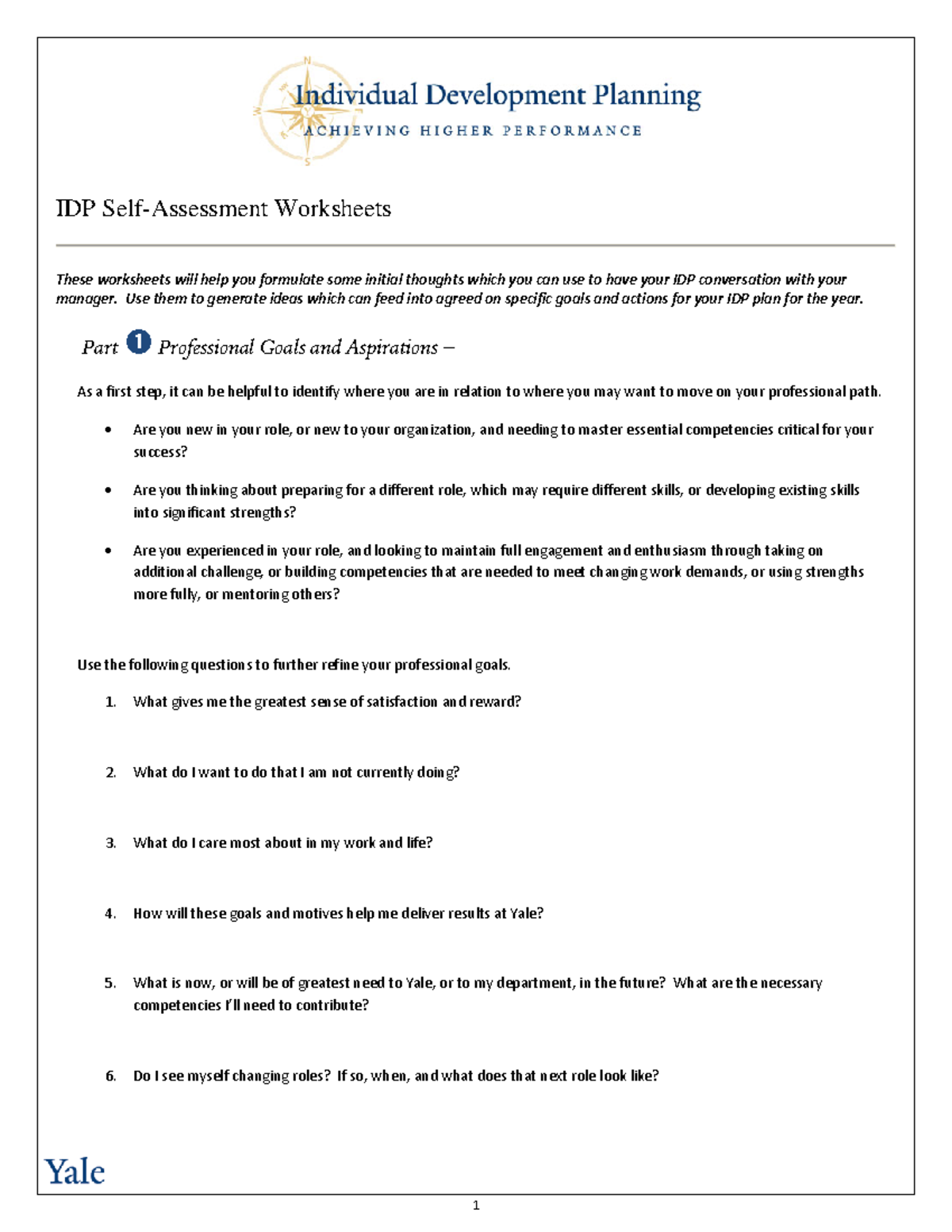 7-self-assessment-worksheets 0 - IDP Self-Assessment Worksheets These ...