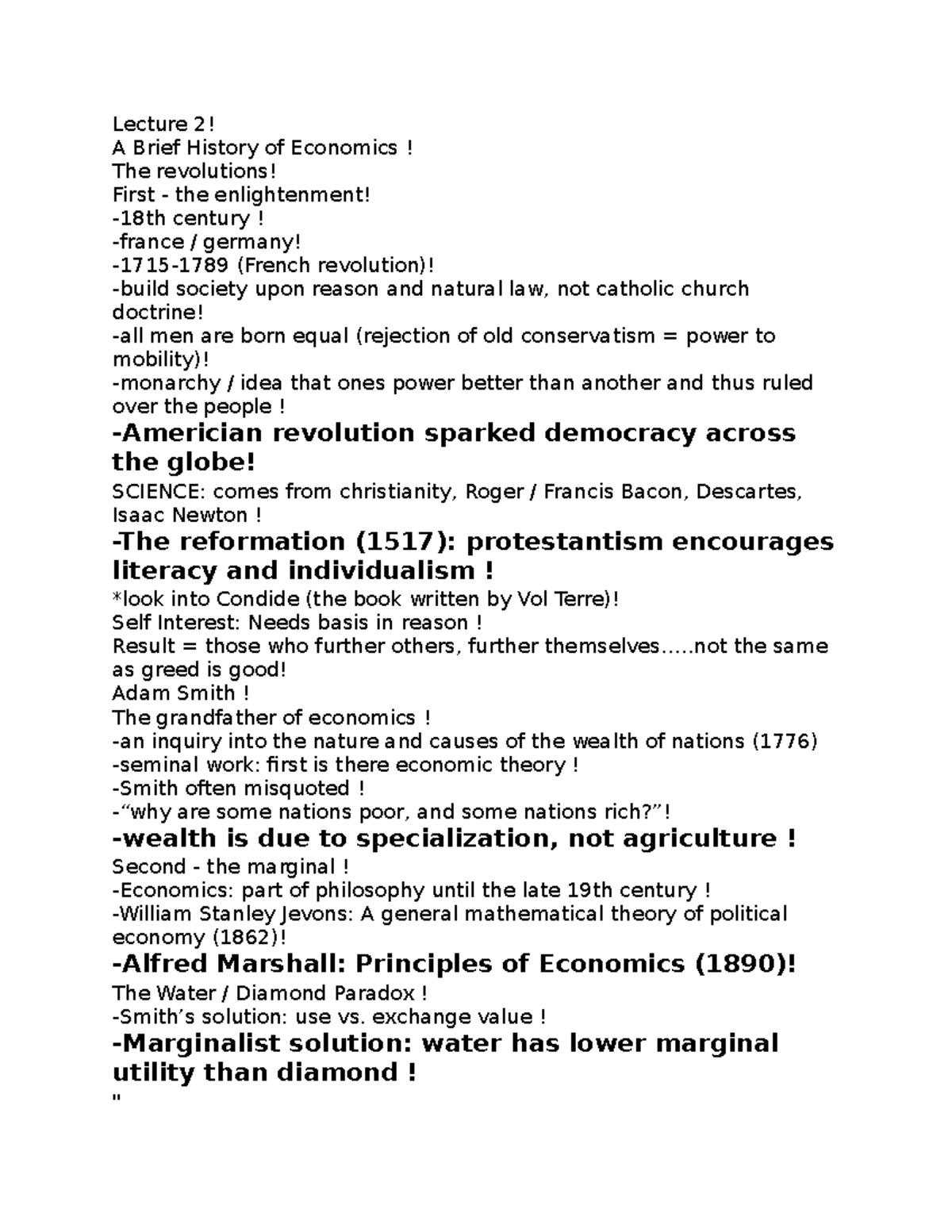 Lecture 2-econ - lect 2 - Lecture 2! A Brief History of Economics! The ...