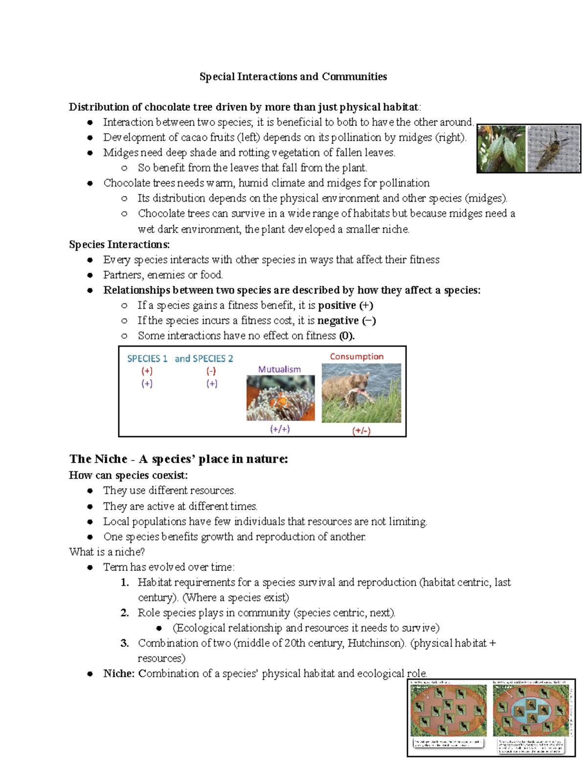 Bio 1M03 - Week 8 - Notes - Special Interactions and Communities ...