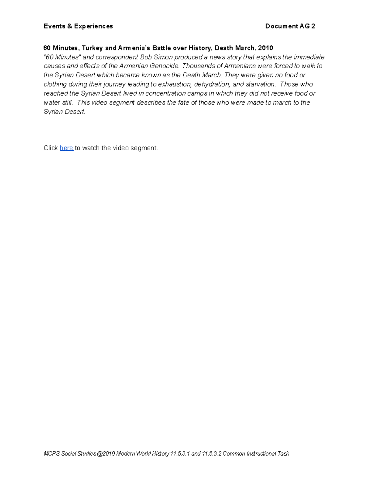 60 Minutes, Death March Doc AG 2 - Events & Experiences Document AG 2 ...