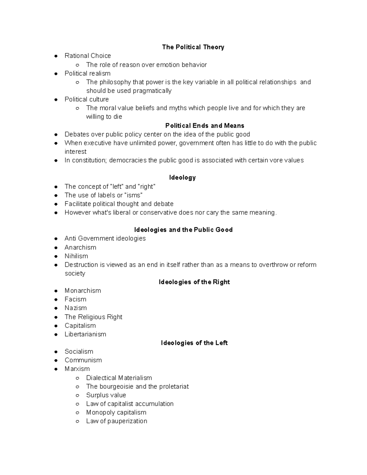 Poltical Sciene Notes Chap 1 - The Political Theory Rational Choice The ...