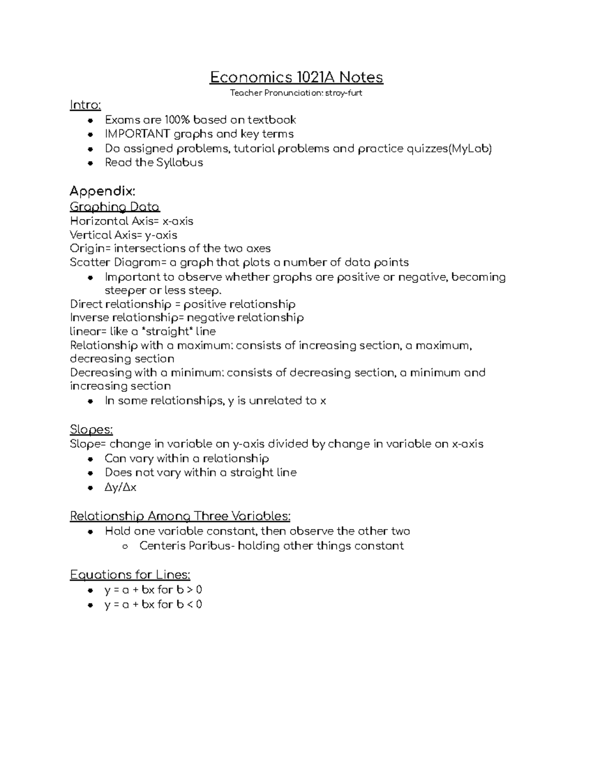Economics 1021A LEC Notes Chapters 1-9 - Economics 1021A Notes Teacher ...