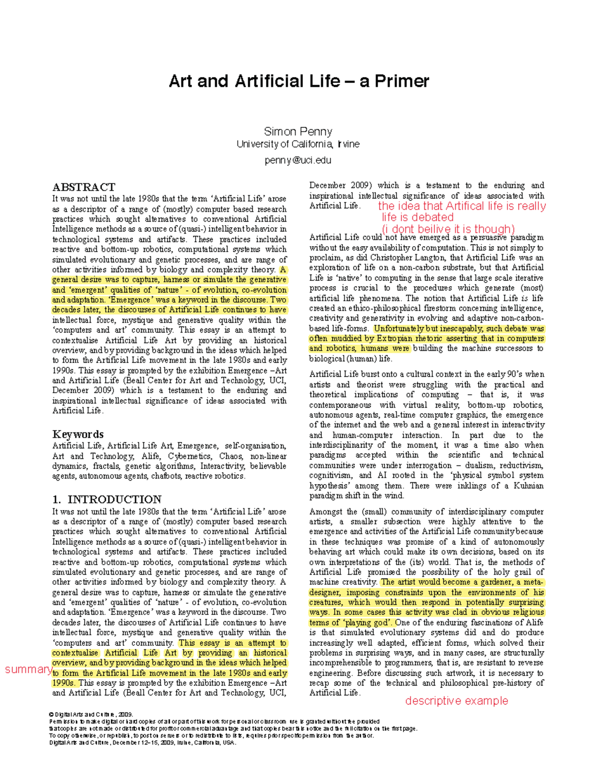 Art and Artificial Life - A Primer - Art and Artificial Life – a Primer ...
