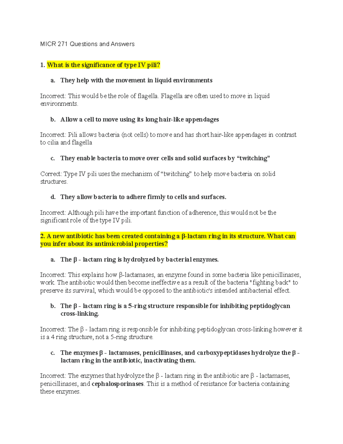 MICR 271 Questions and Answers - MICR 271 Questions and Answers What is ...