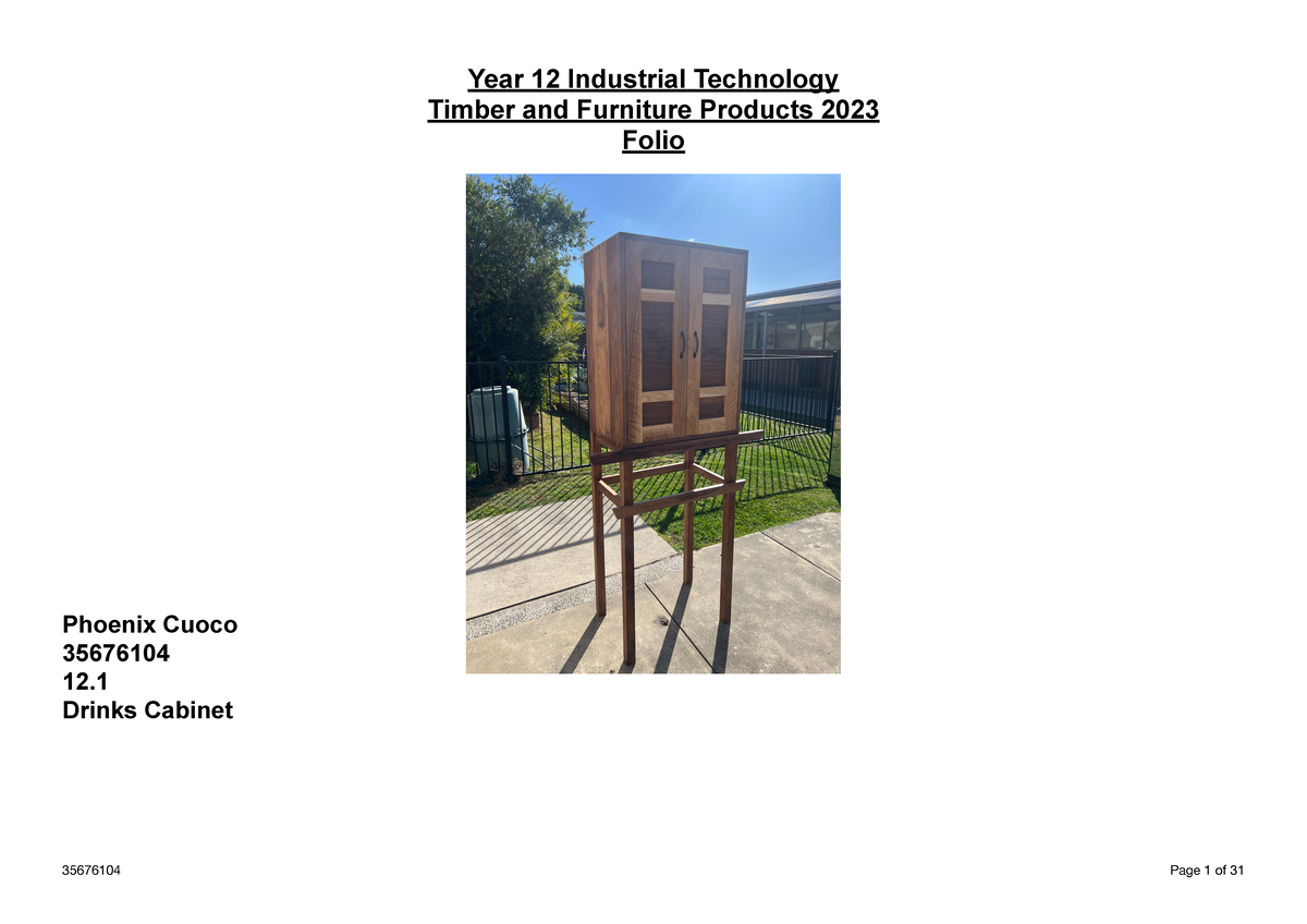 Timber Folio Final product - Year 12 Industrial Technology Timber and ...