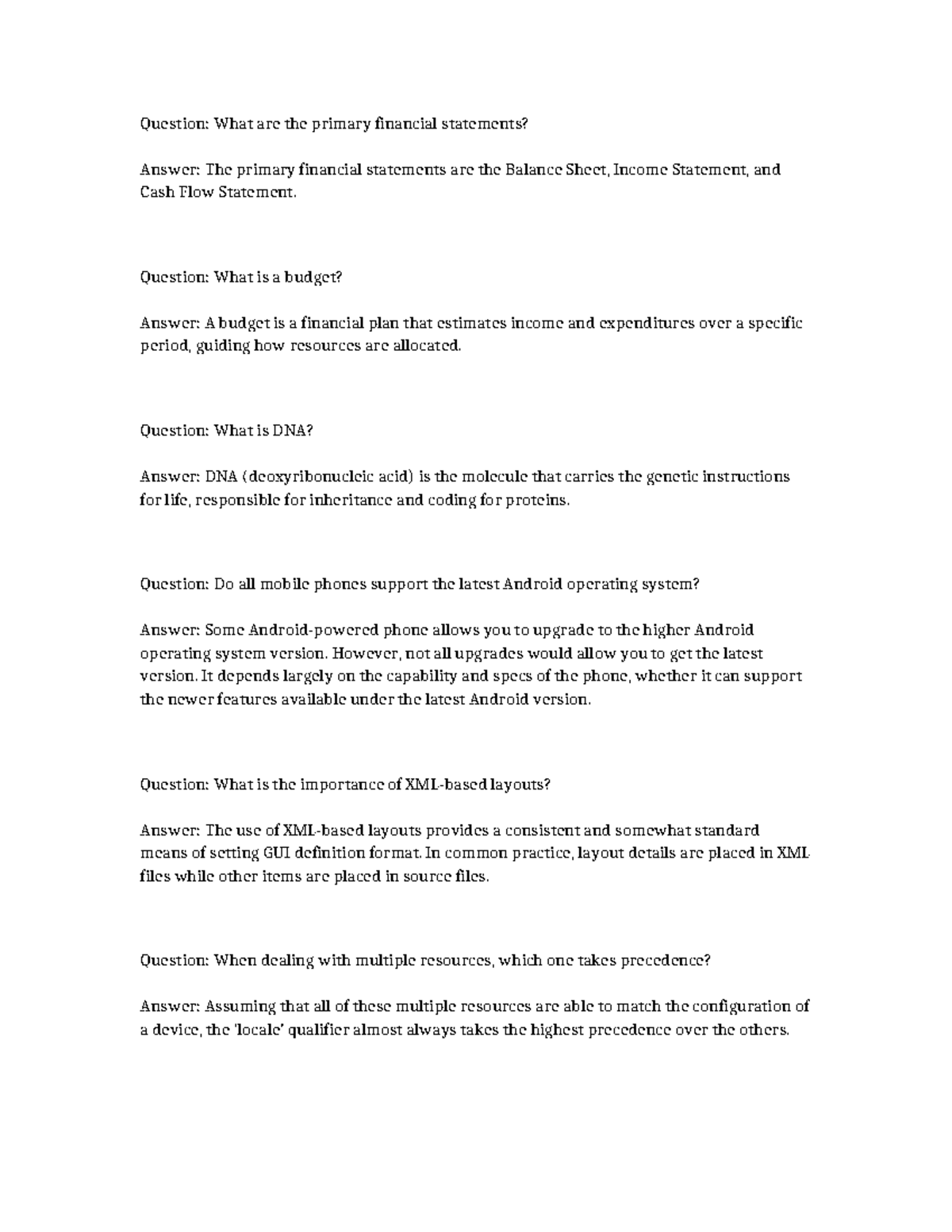 Narw ecphasis underway - Question: What are the primary financial ...