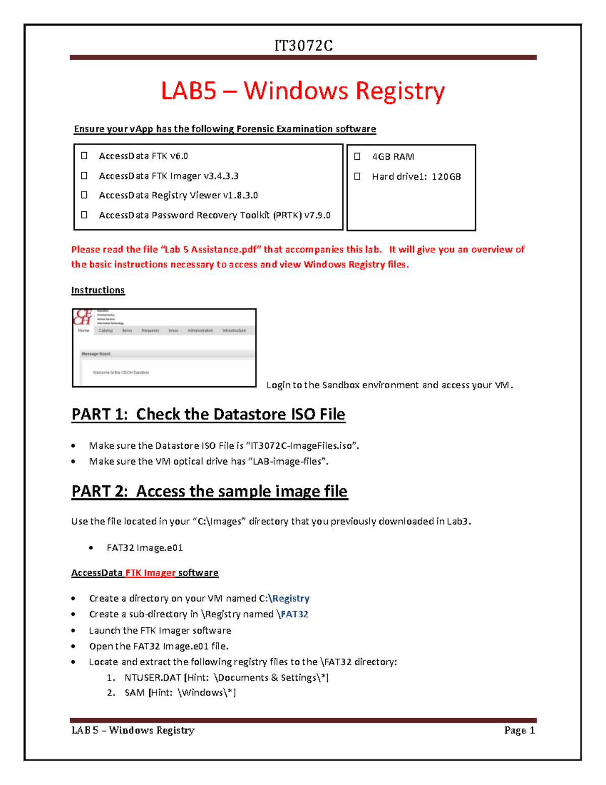 LAB 5 - Windows Registry 21SS - LAB5 – Windows Registry Ensure your vApp has the following ...