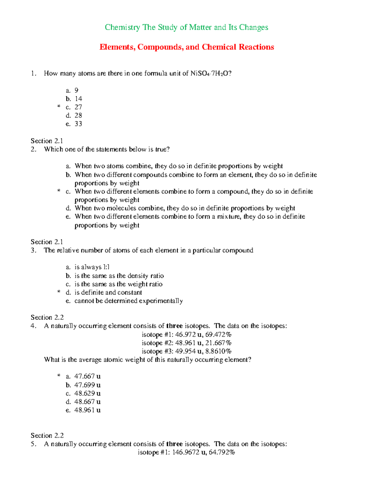 Chemistry The Study of Matter and Its Changes - Chemistry The Study of ...
