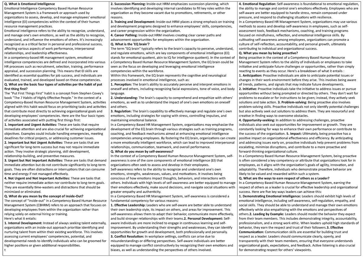 Contemporary framework in management - Q. What is Emotional Intelligence Emotional Intelligence ...