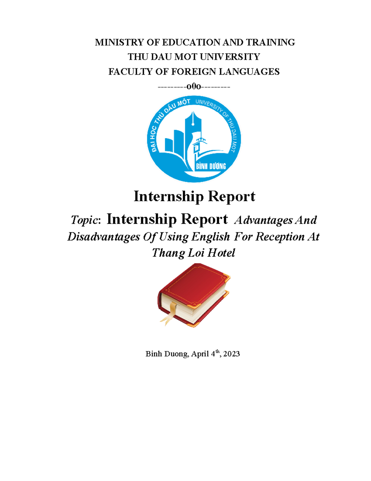 Internship Report Advantages And Disadvantages Of Using English For ...