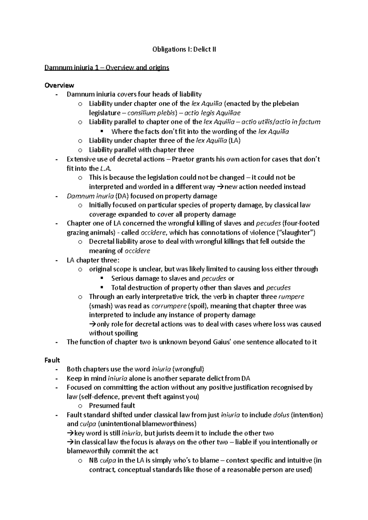 Obligations I-Delict II - Obligations I: Delict II Damnum iniuria 1 ...