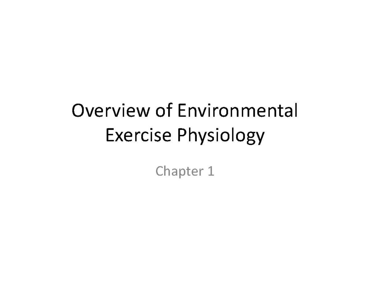 Overview of Environmental Physiology pdf - Overview of Environmental Exercise Physiology Chapter ...
