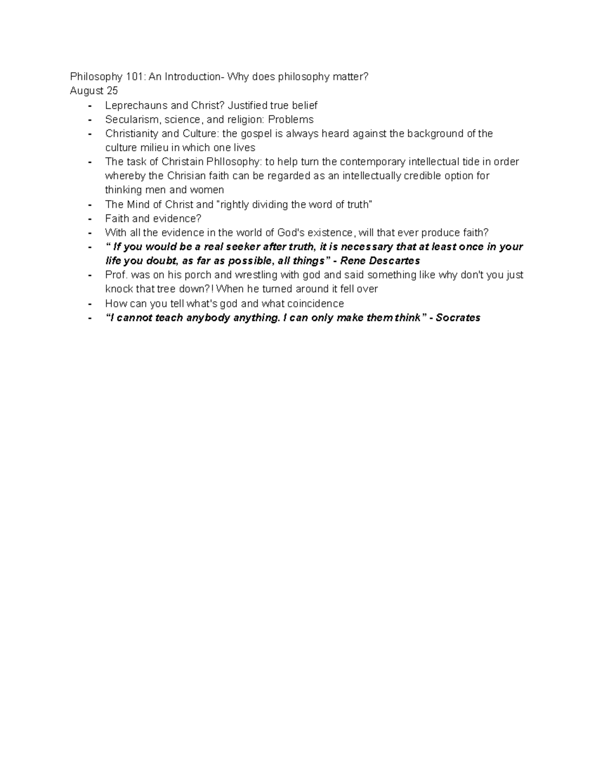 Philosophy 101 An Introduction- Why does philosophy matter - was on his ...