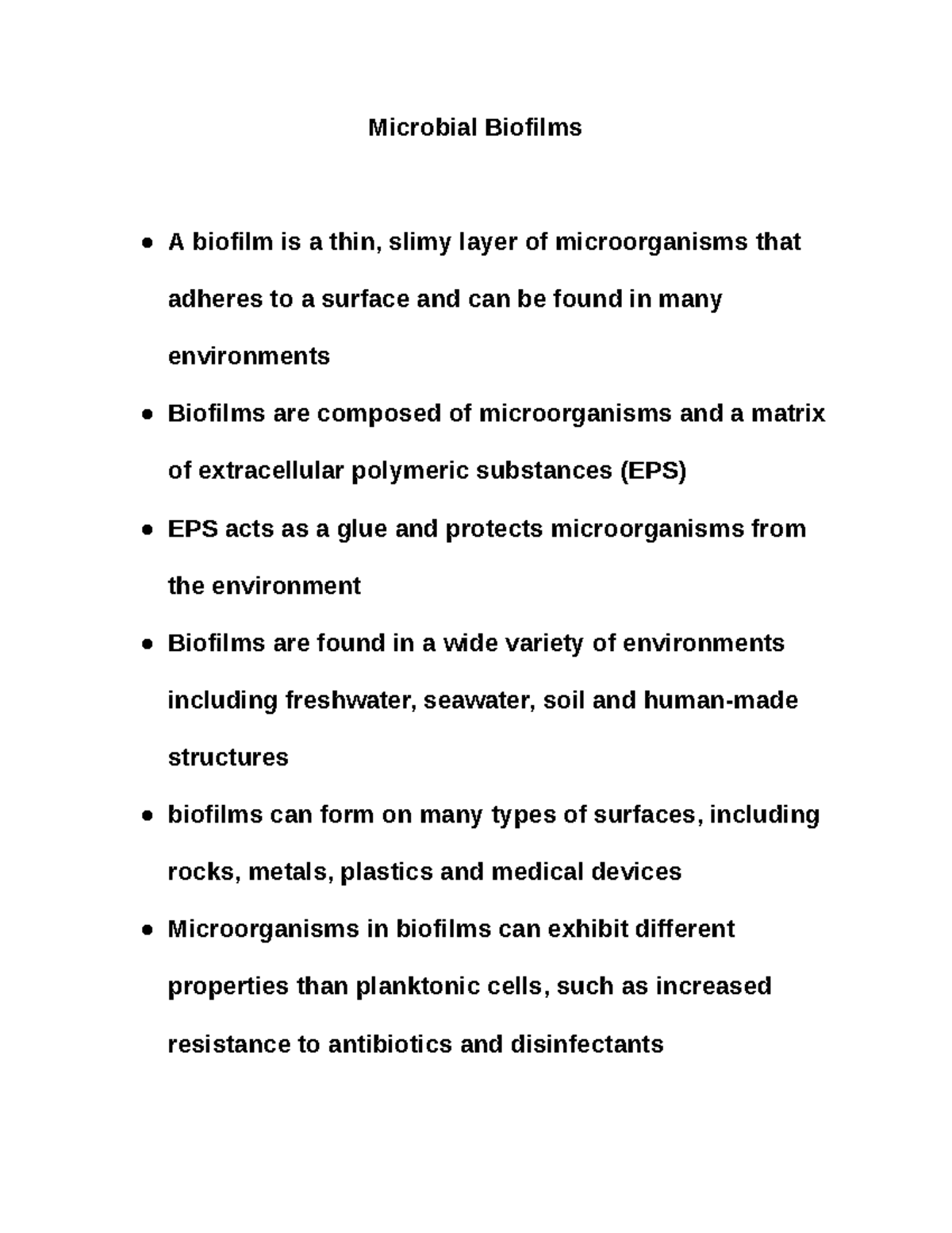 Microbial Biofilms - Google Docs - Microbial Biofilms A biofilm is a ...