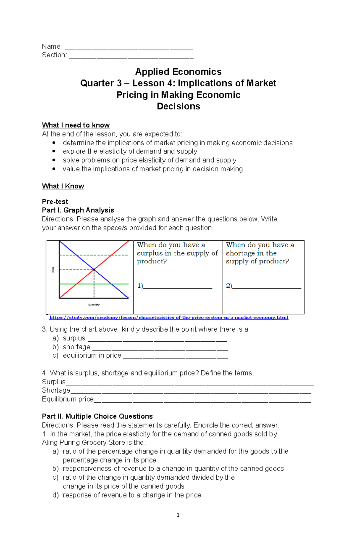 Applied Economics Module 4 3rd QT - Name ...
