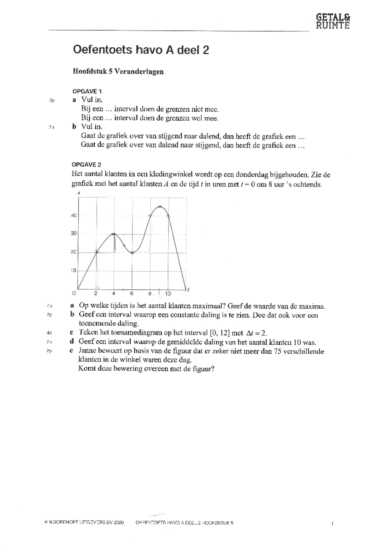 Oefentoets HAVO A Veranderingen - Wiskunde - Studeersnel