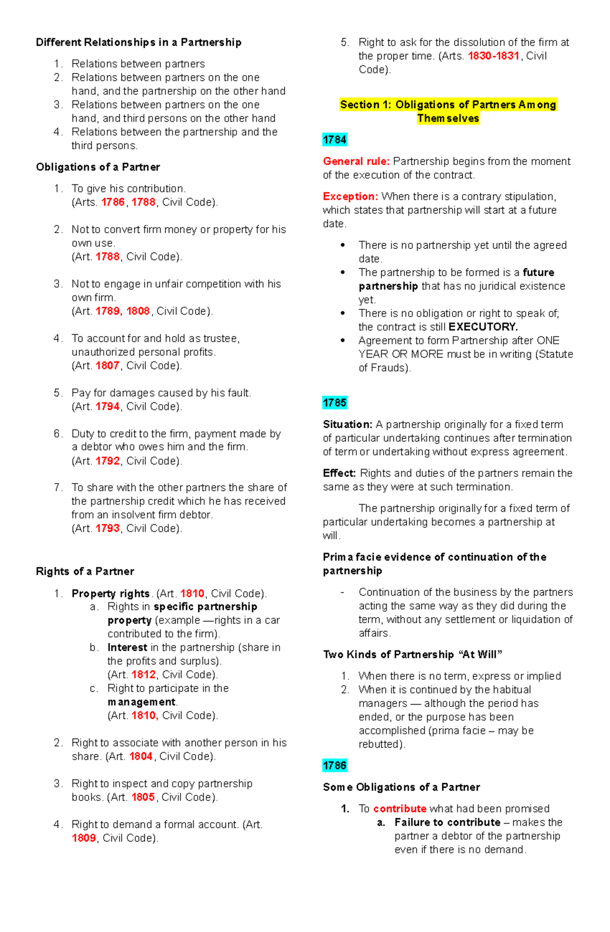 2 Obligations of Partners - Copy - Different Relationships in a ...