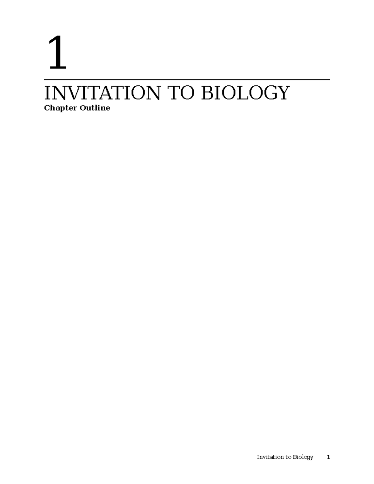 Human Biology Chapter One Notes - 1 INVITATION TO BIOLOGY Chapter ...