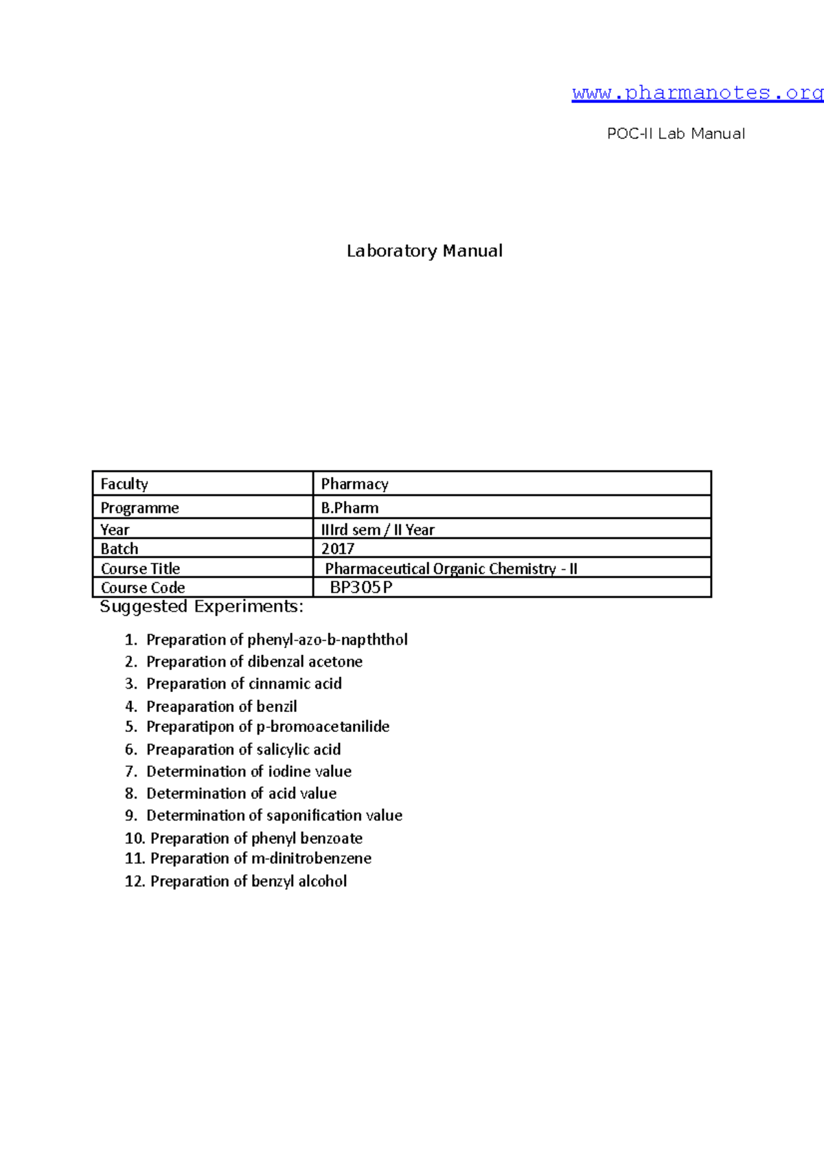 Chapter - 12 BP305P Pharmaceutical Organic Chemistry 2 Lab Manual ...