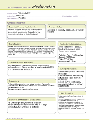 Cephalexin Med Sheet - ACTIVE LEARNING TEMPLATES Medication STUDENT ...