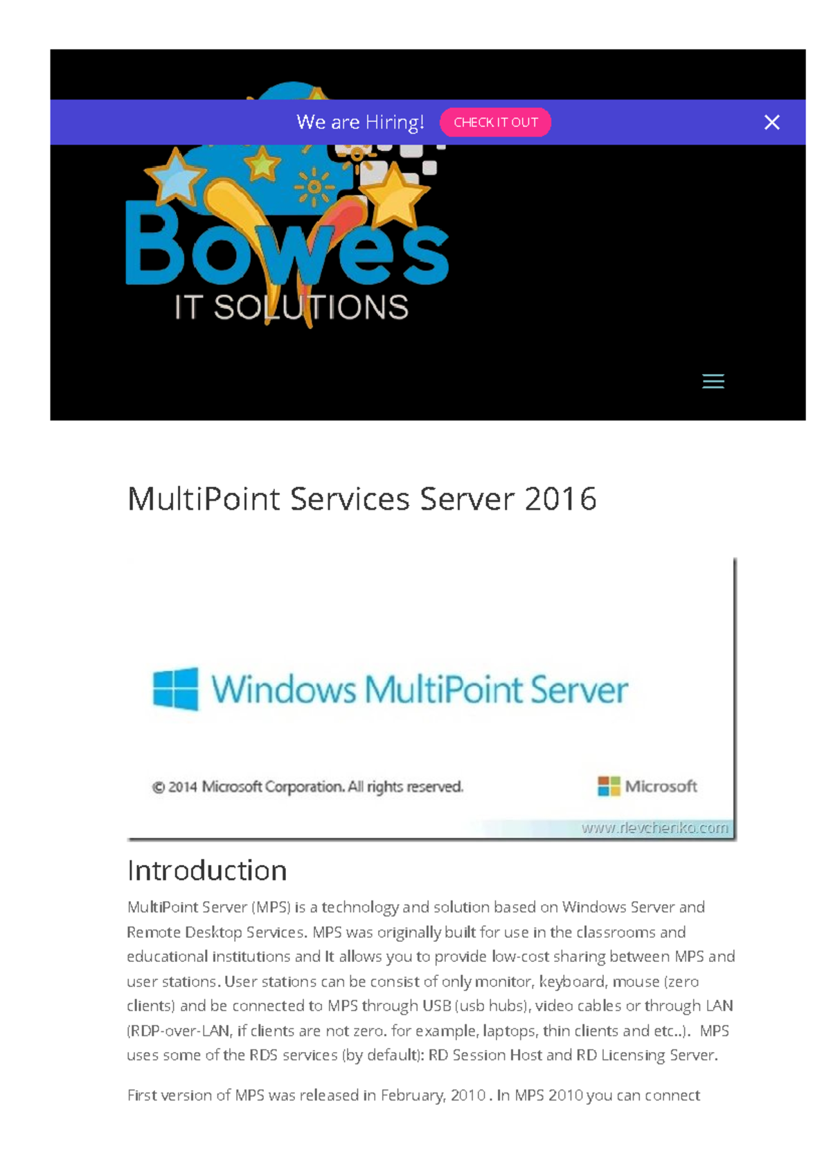 WS 2016 Multipoint Services - MultiPoint Services Server 2016 ...