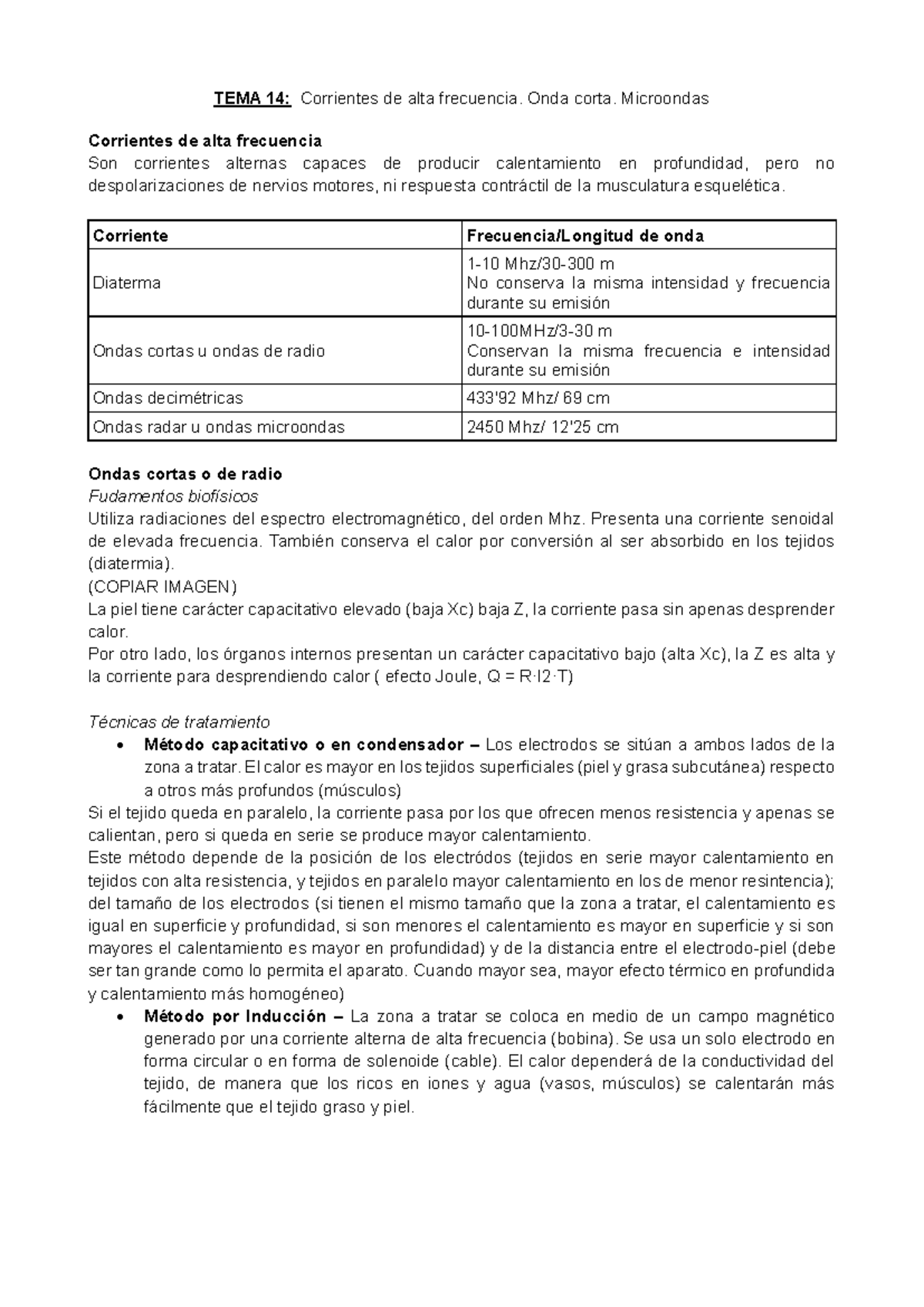 Tema 14 - Resumen Física Aplicada a Ciencias de la Enfermería - TEMA 14 ...