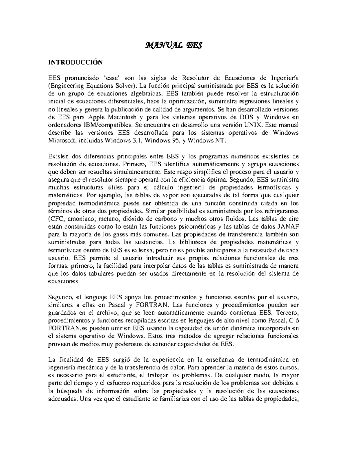 Manual EES (Español) - MANUAL EES INTRODUCCIÓN EES pronunciado ‘ease ...