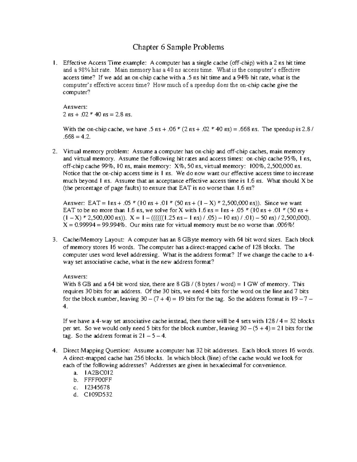 Ch6-examples - Chapter 6 Sample Problems Effective Access Time example: A computer has a single ...