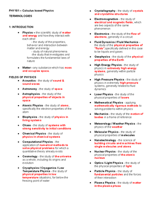 Physics - lecture notes - CALCULUS-BASED PHYSICS Reviewer by: aling ...