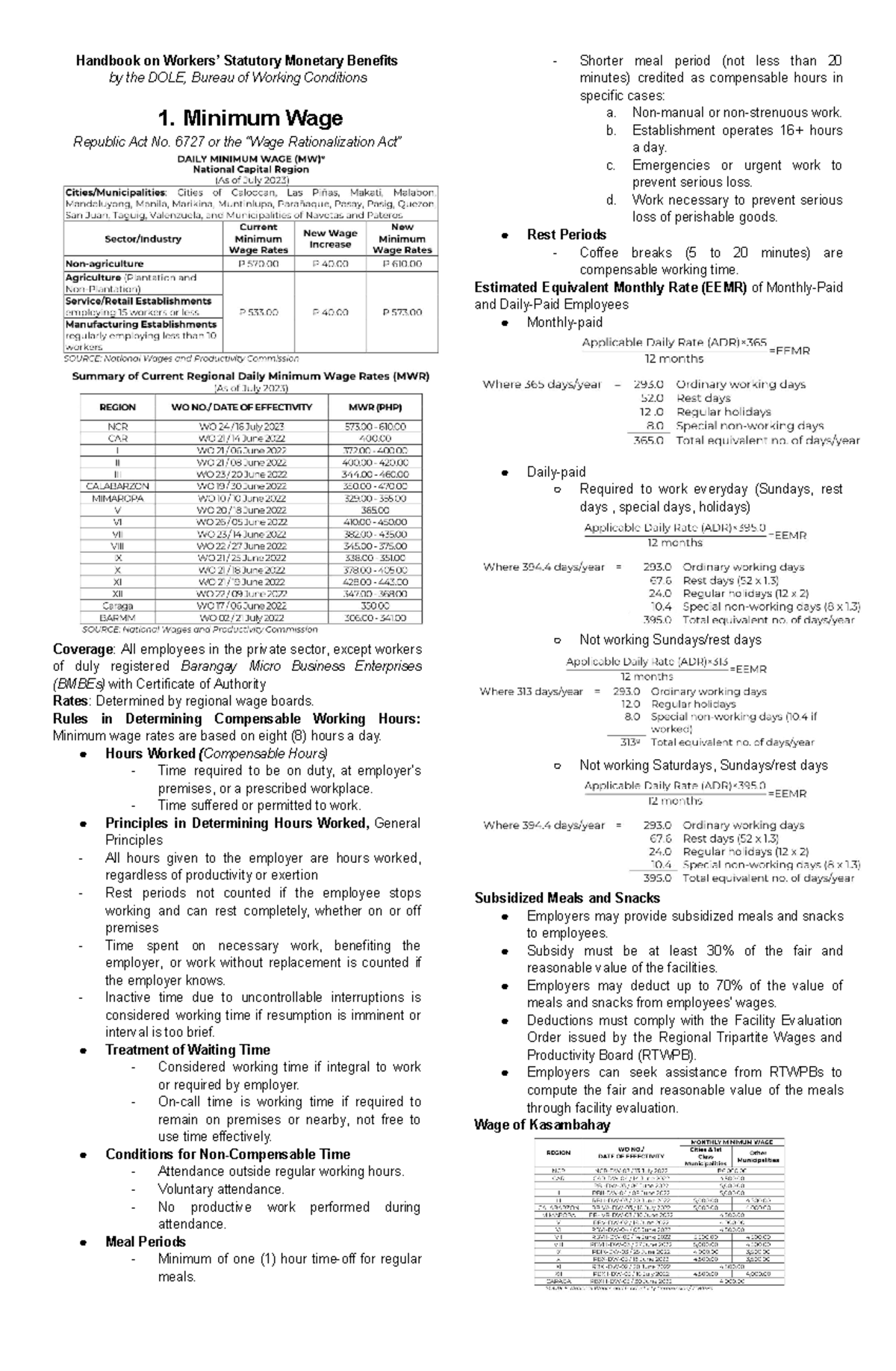Labor laws - Handbook on Workers’ Statutory Monetary Benefits by the ...