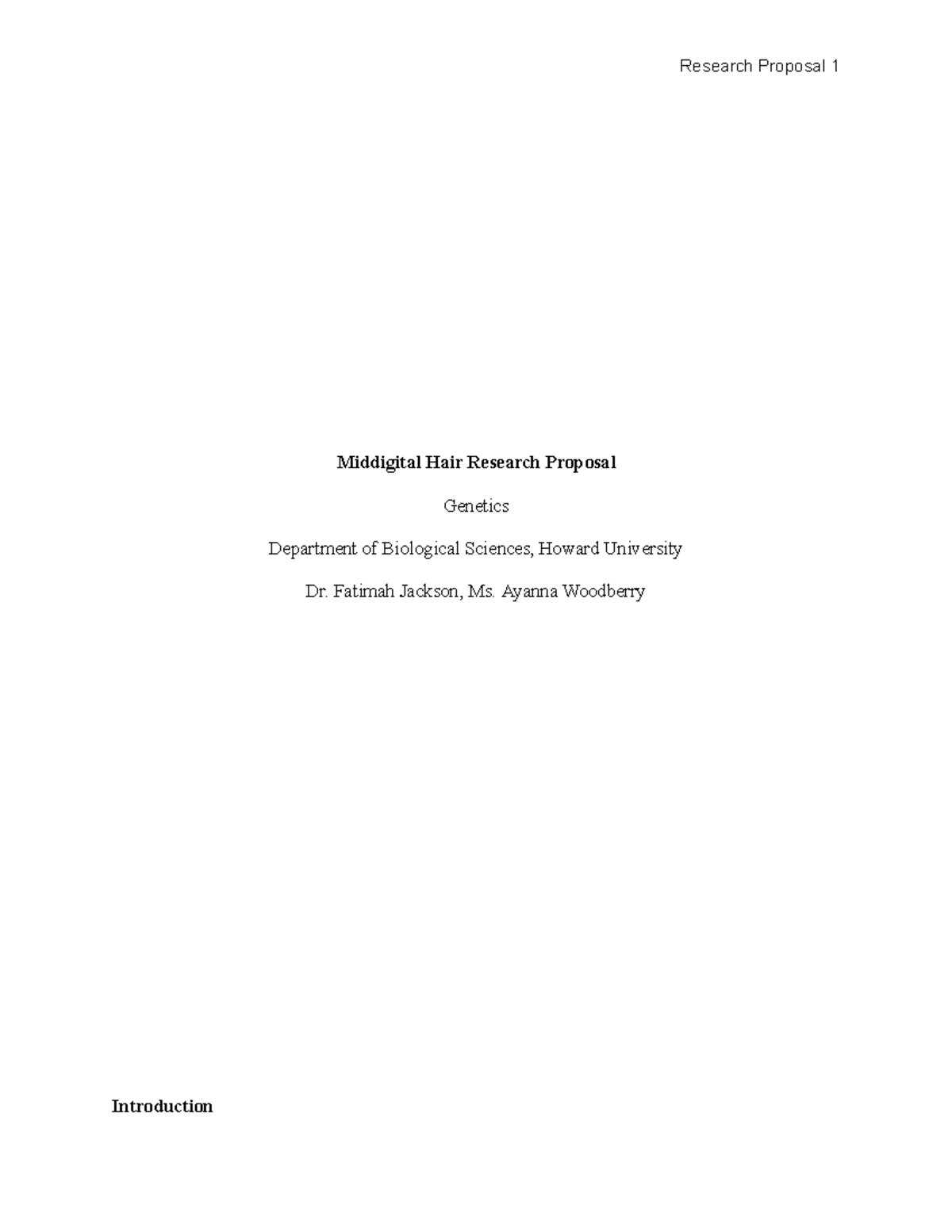 Genetics Lab 6 Middigital Hair Research Proposal - Middigital Hair ...