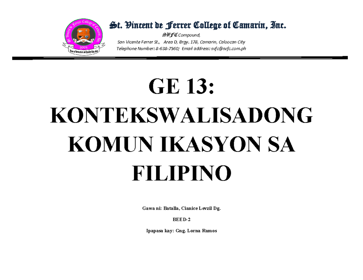 GE13 KKF Batalla Cianice BEED 2 - SVFC Compound, San Vicente Ferrer St ...