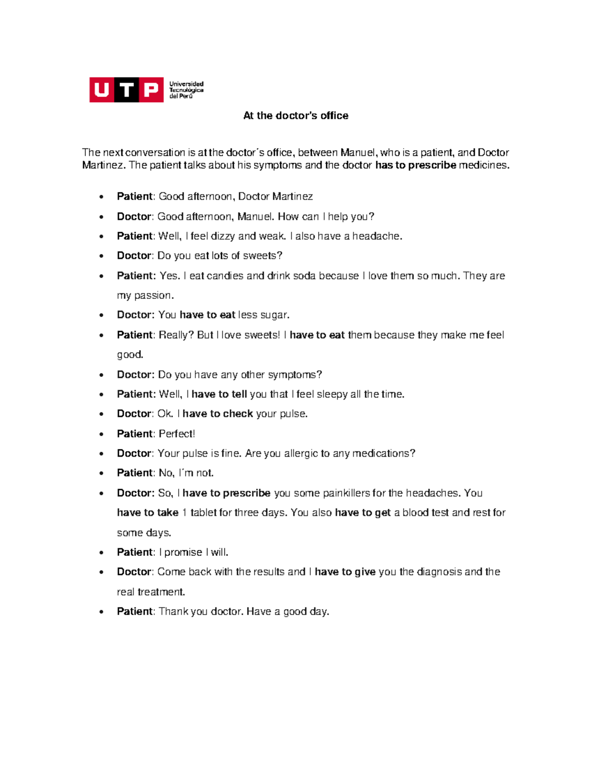 Week 16 - Script - At the doctor's office - At the doctor's office The ...