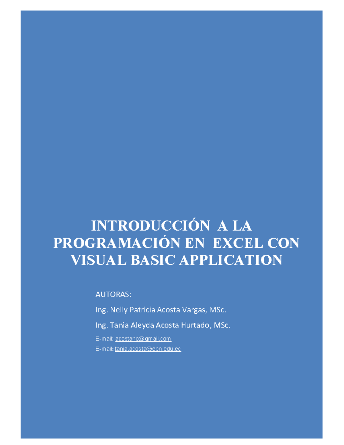 Introducción en Excel con VBA - VISUAL BASIC APPLICATION INTRODUCCI”N A LA PROGRAMACI”N EN EXCEL ...