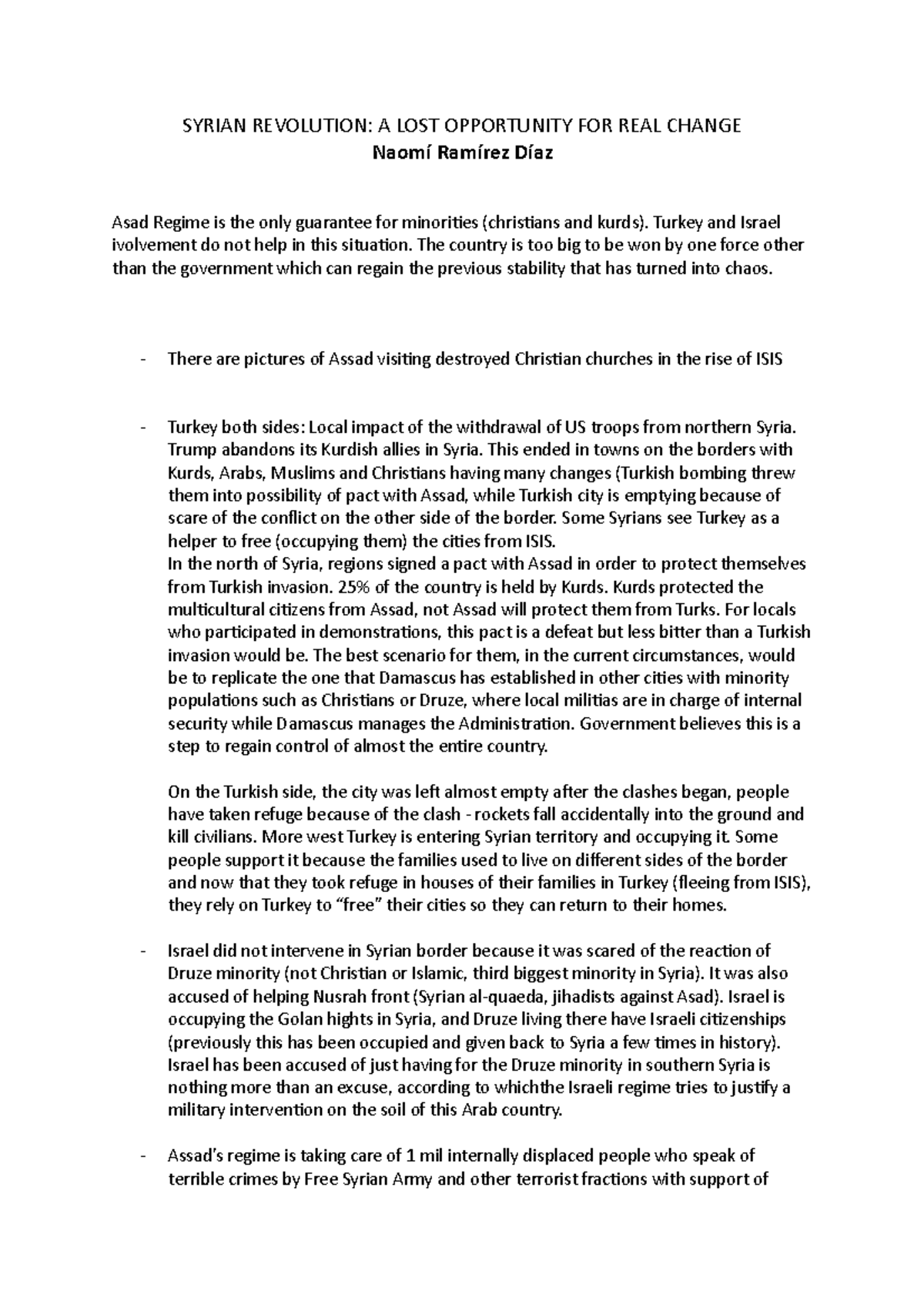 Syria notes civil war - POLITIC1002 - Studocu