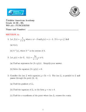 WS 1 Functions - good stuff - Usk ̈ ̈ udar American Academy Grade 10 IB ...