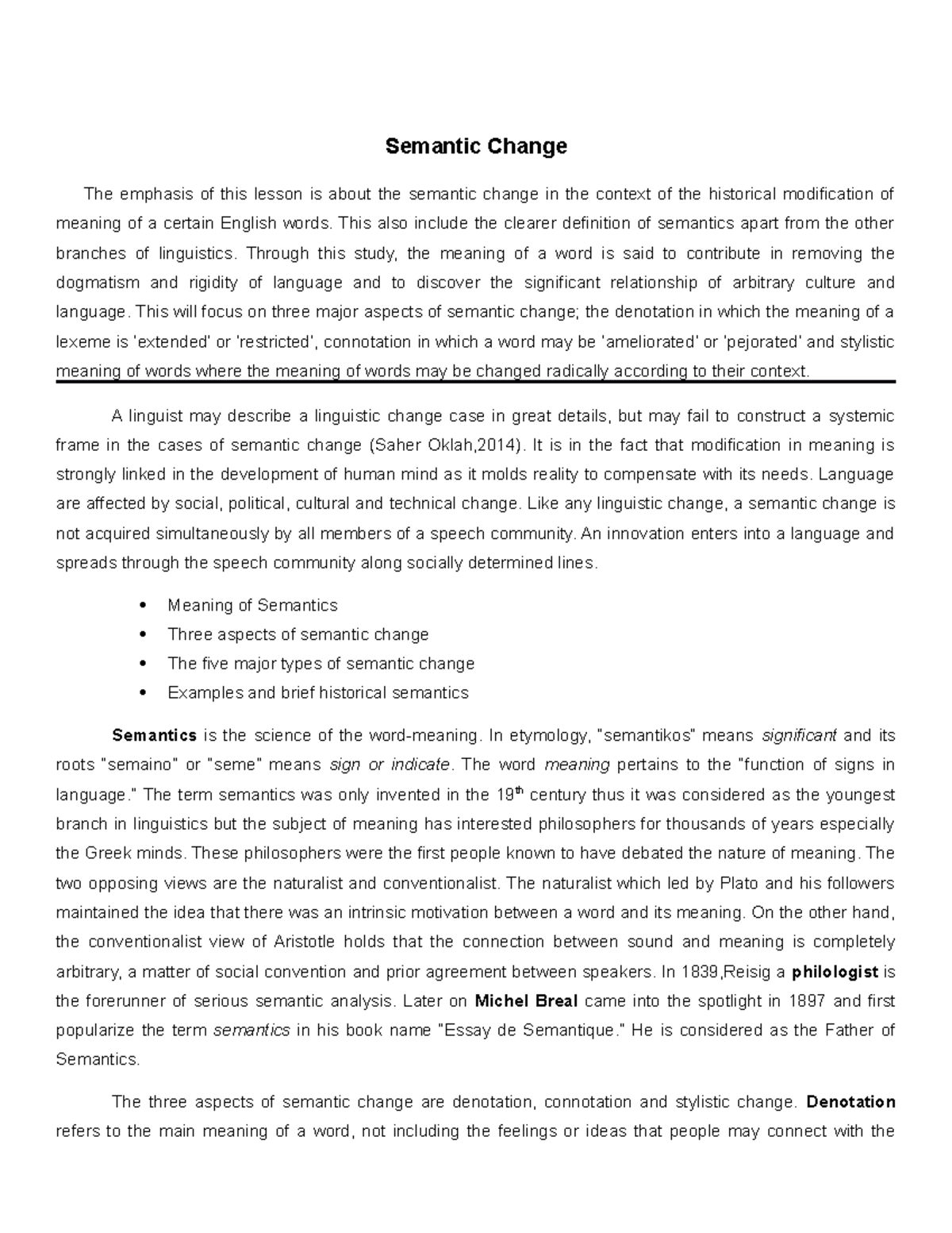 Semantic Change - Language, Culture, and Society-Study Guides ...