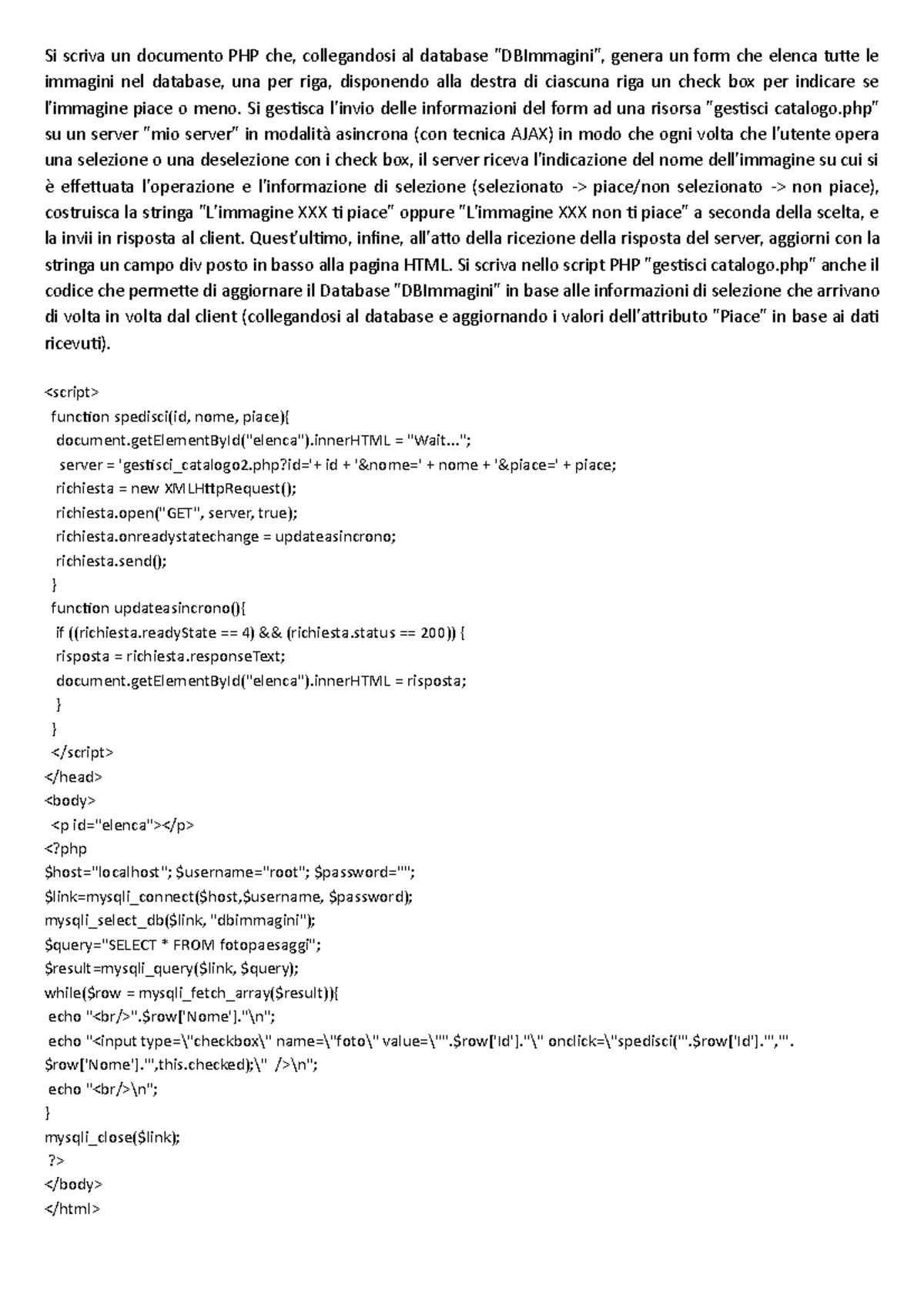 Cheat sheet simulazioni per la comprensione degli esercizi - Si scriva ...