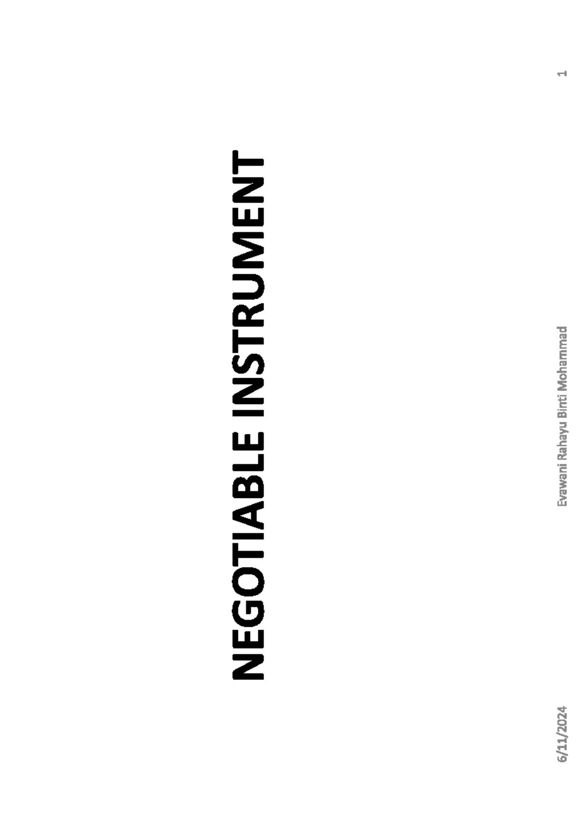 Chapter 6 Negotiable Instruments - NEGOTIABLE INSTRUMENT Evawani Rahayu ...