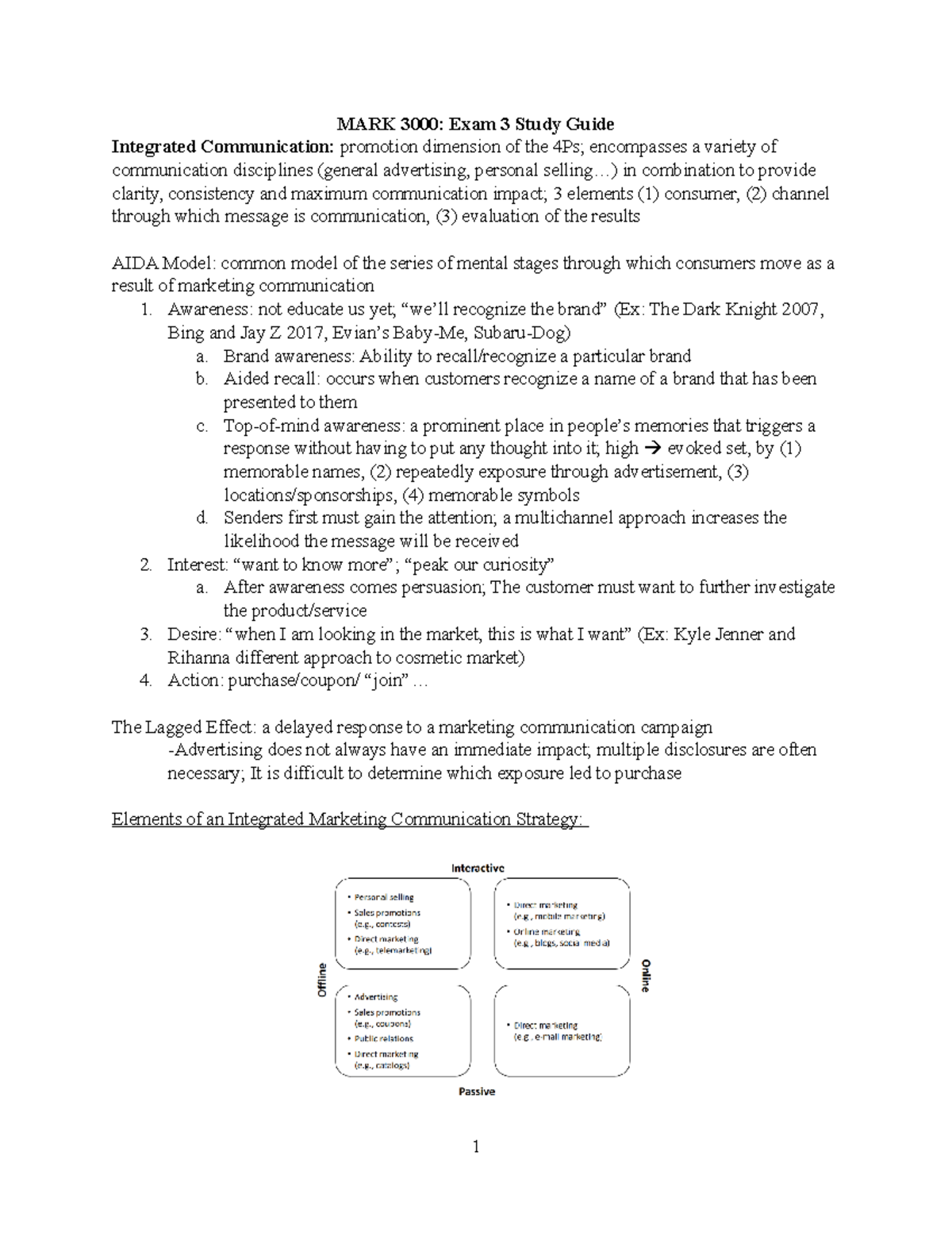Exam 3 Study Guide - Kimberly Grantham - MARK 3000: Exam 3 Study Guide ...