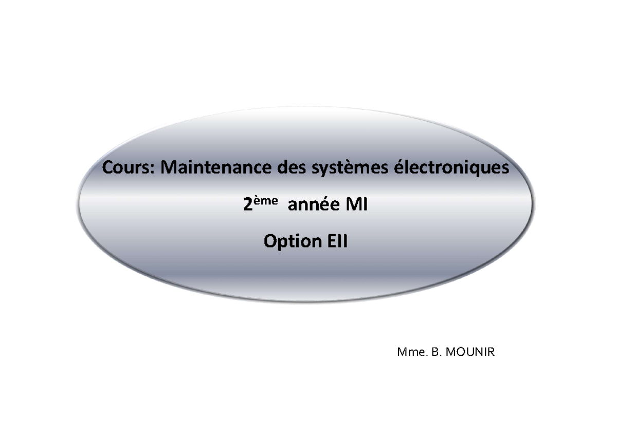 Cours maintenance des équipements électroniques - Cours: Maintenance ...