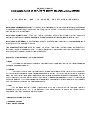 Hospitality Safety and Hygiene - F O O D H A N D L E R ’ S S A F E T Y ...