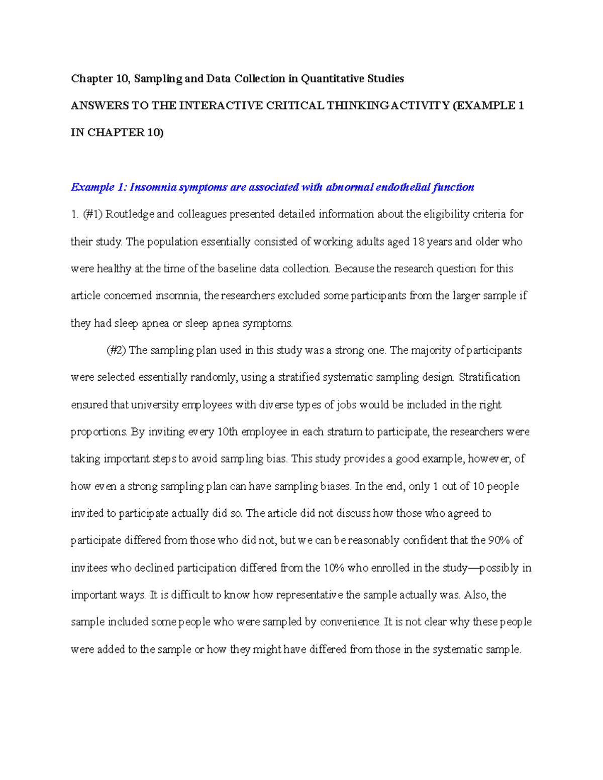 Ans ICTA Chapter 10 - Polit & Beck - Chapter 10, Sampling and Data ...