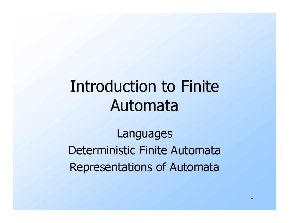 Introduction to Finite Automata, Automata and Formal Languages ...