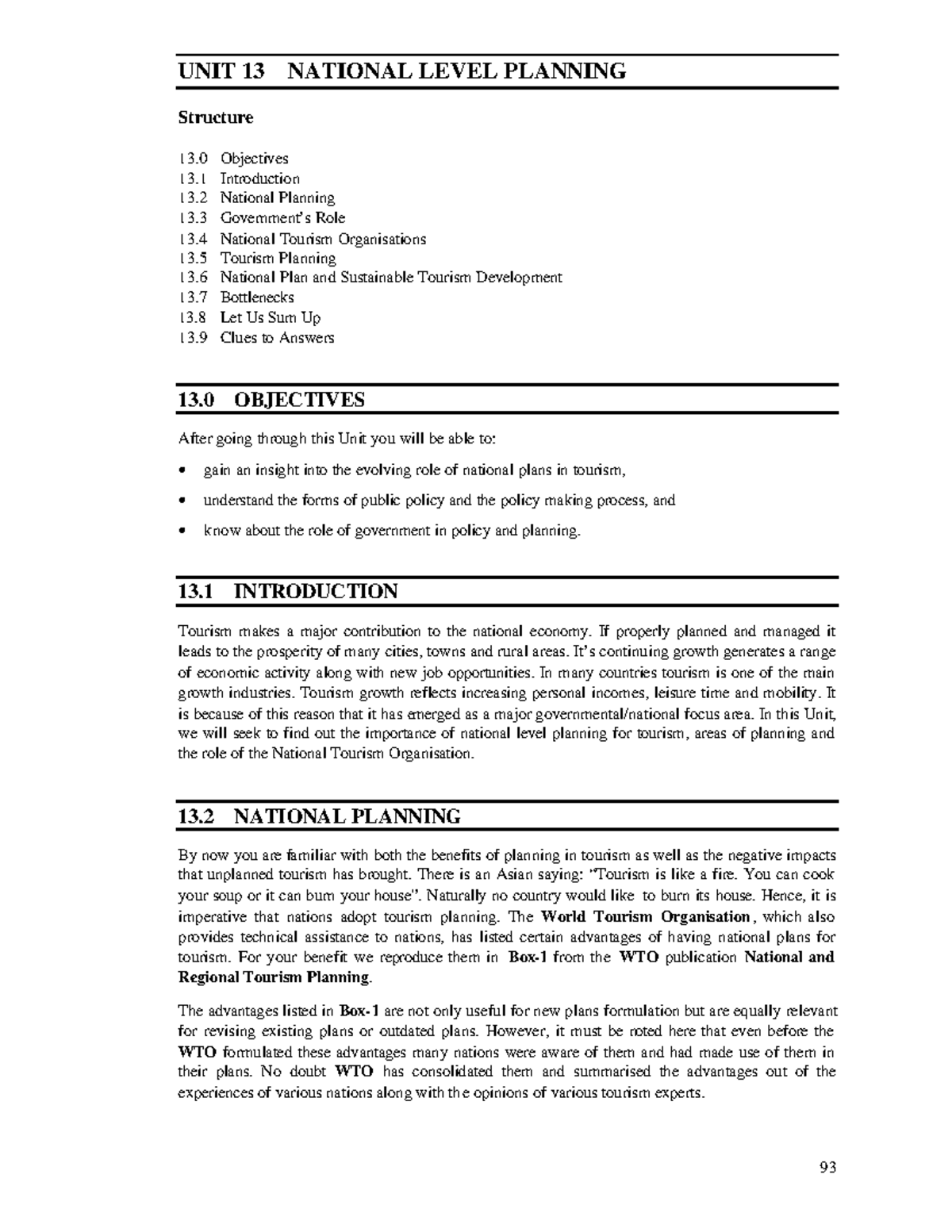 National Level Planning - UNIT 13 NATIONAL LEVEL PLANNING Structure 13 ...