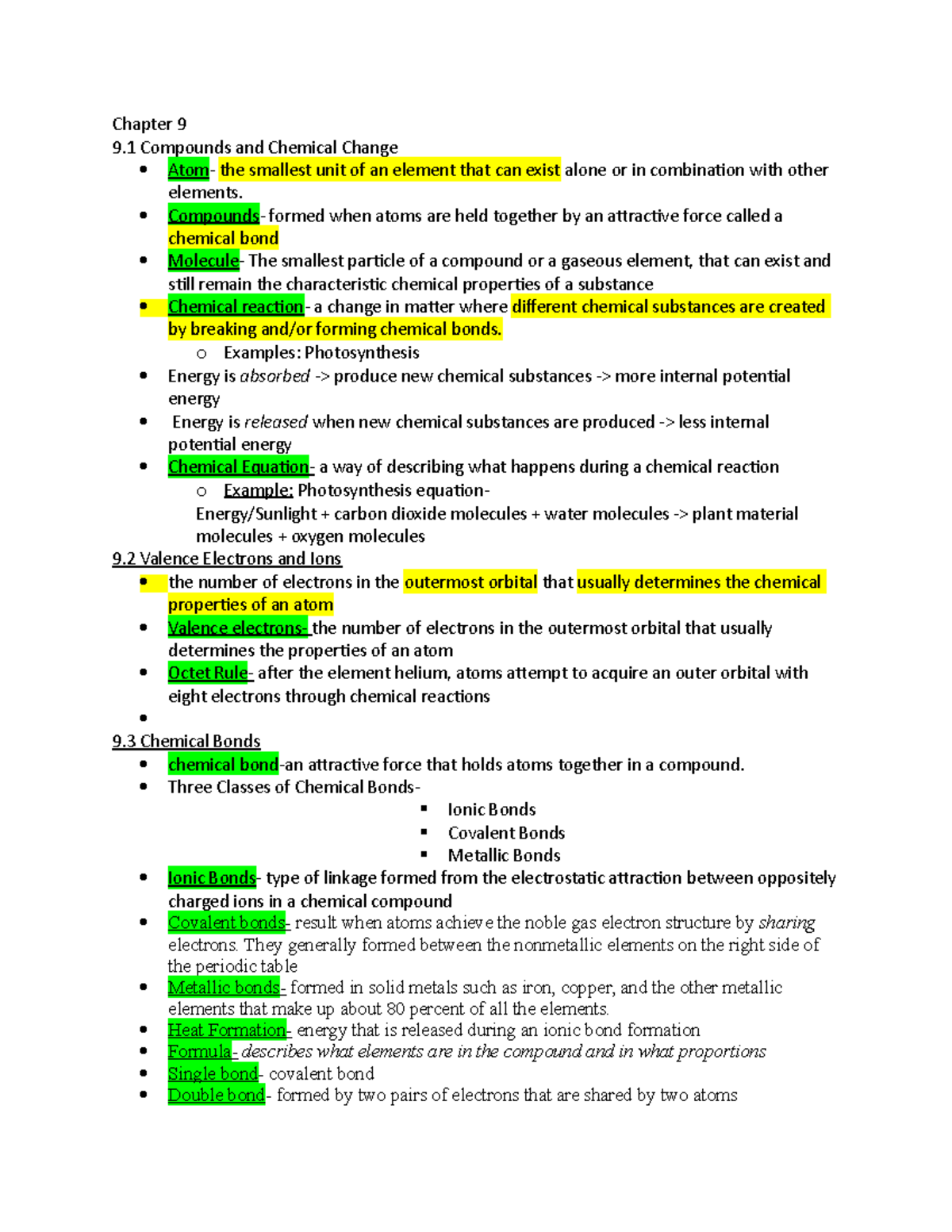 Chapter 9-physical science - Chapter 9 9 Compounds and Chemical Change ...