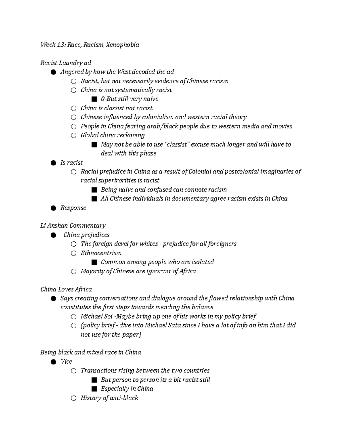 Week 13 Race, Racism, Xenophobia - Week 13: Race, Racism, Xenophobia ...