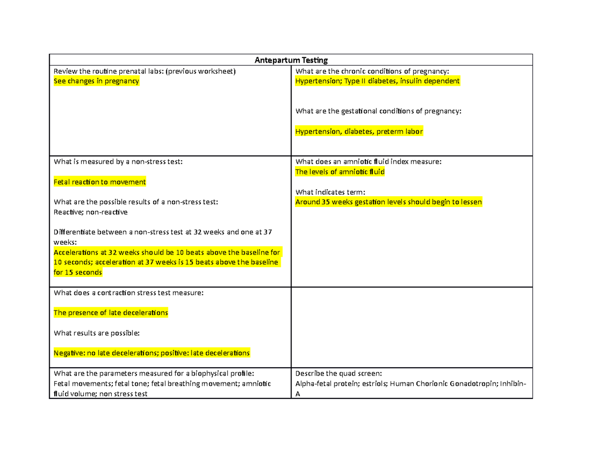 Antepartum testing - Antepartum Testing Review the routine prenatal ...
