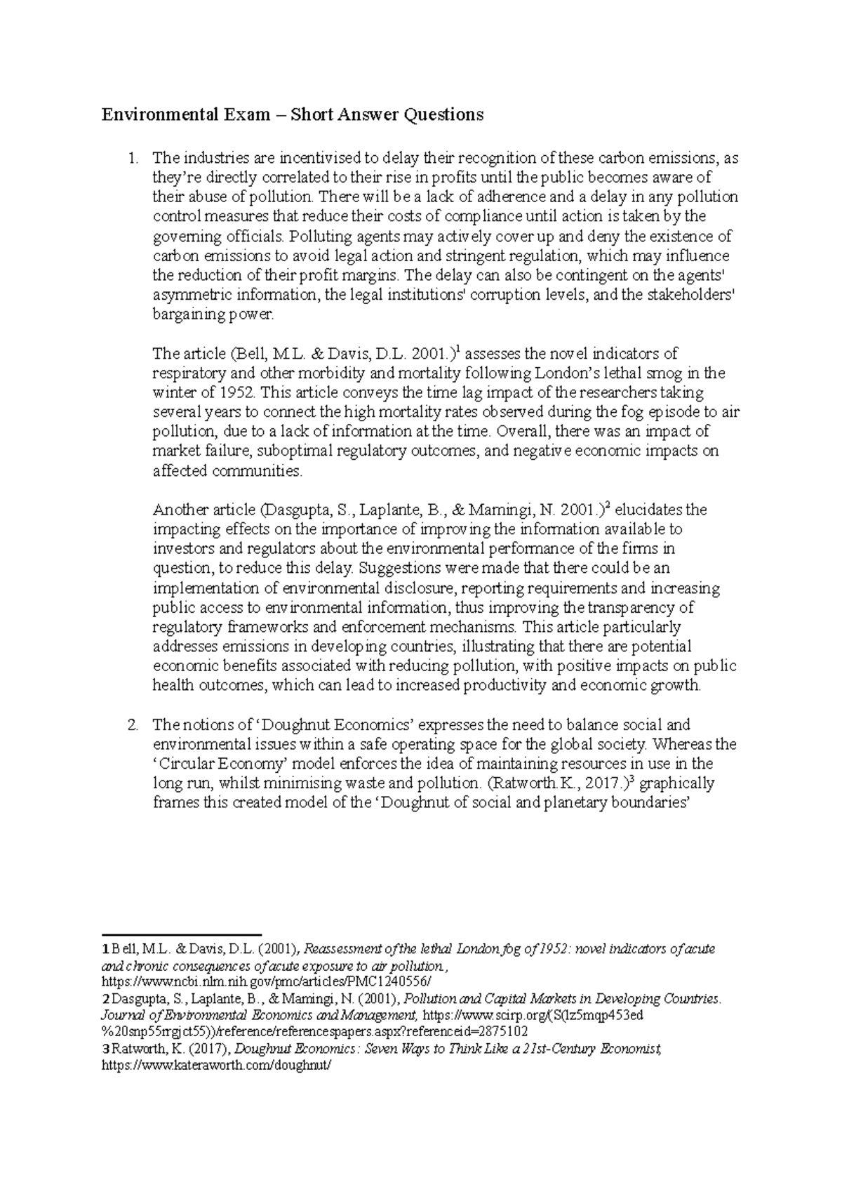 Environmental Exam 24042023 - Environmental Exam – Short Answer ...